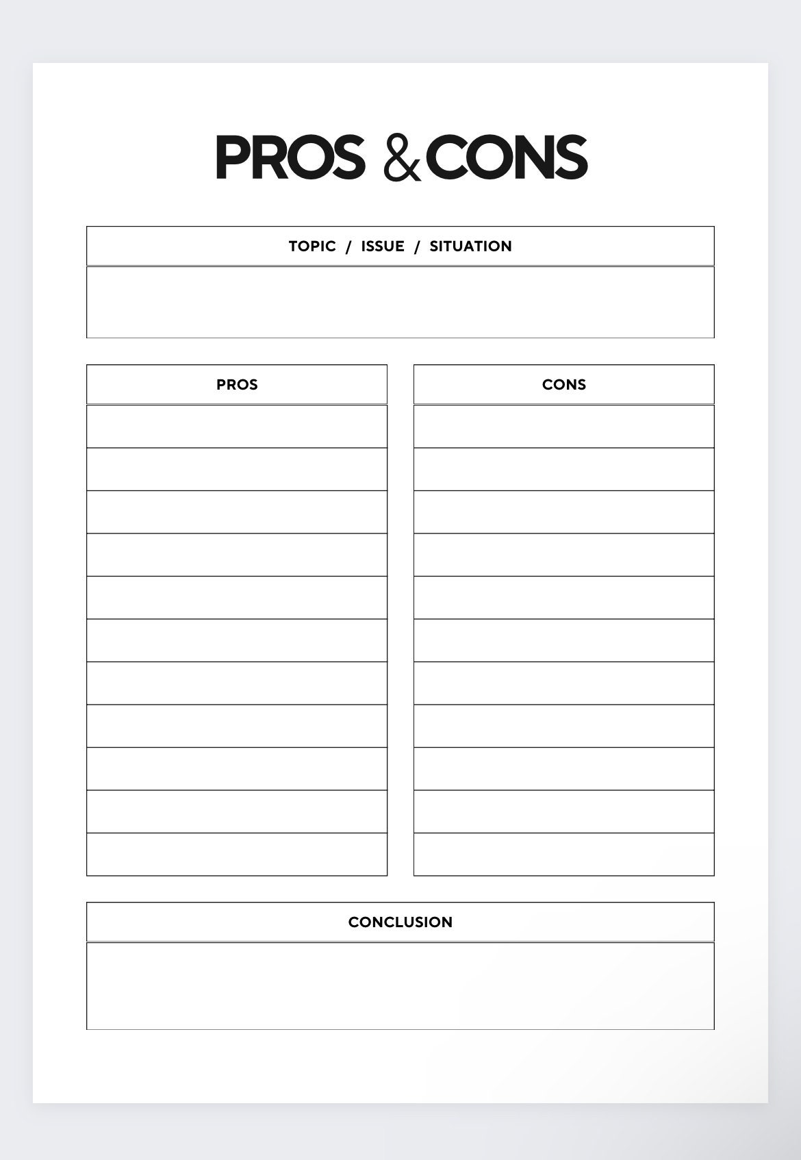 Pros and Cons List,advantages and Disadvantages List,decision ...