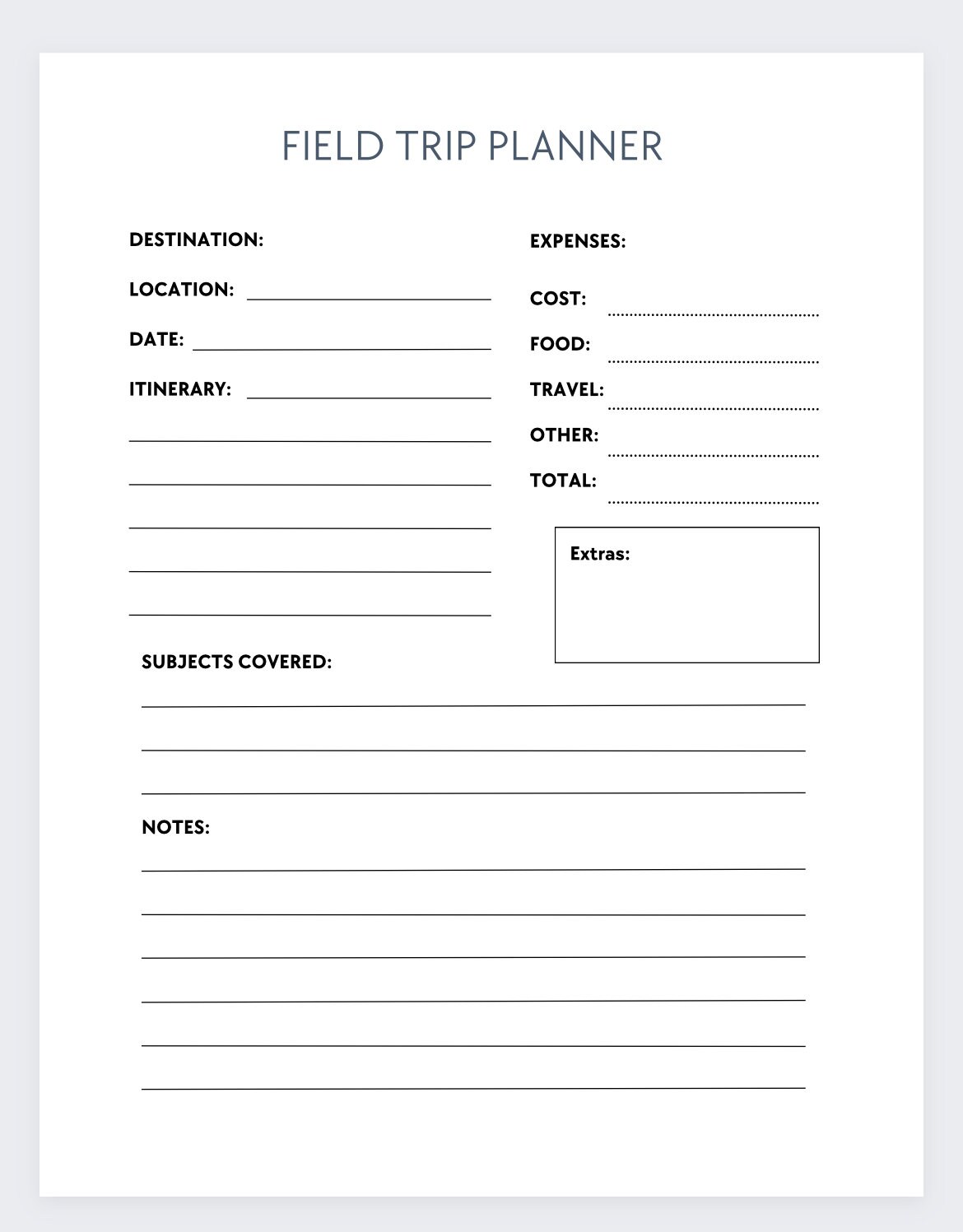 Field Trip Planneradventure Planning, Itinerary Organizer, Educational ...