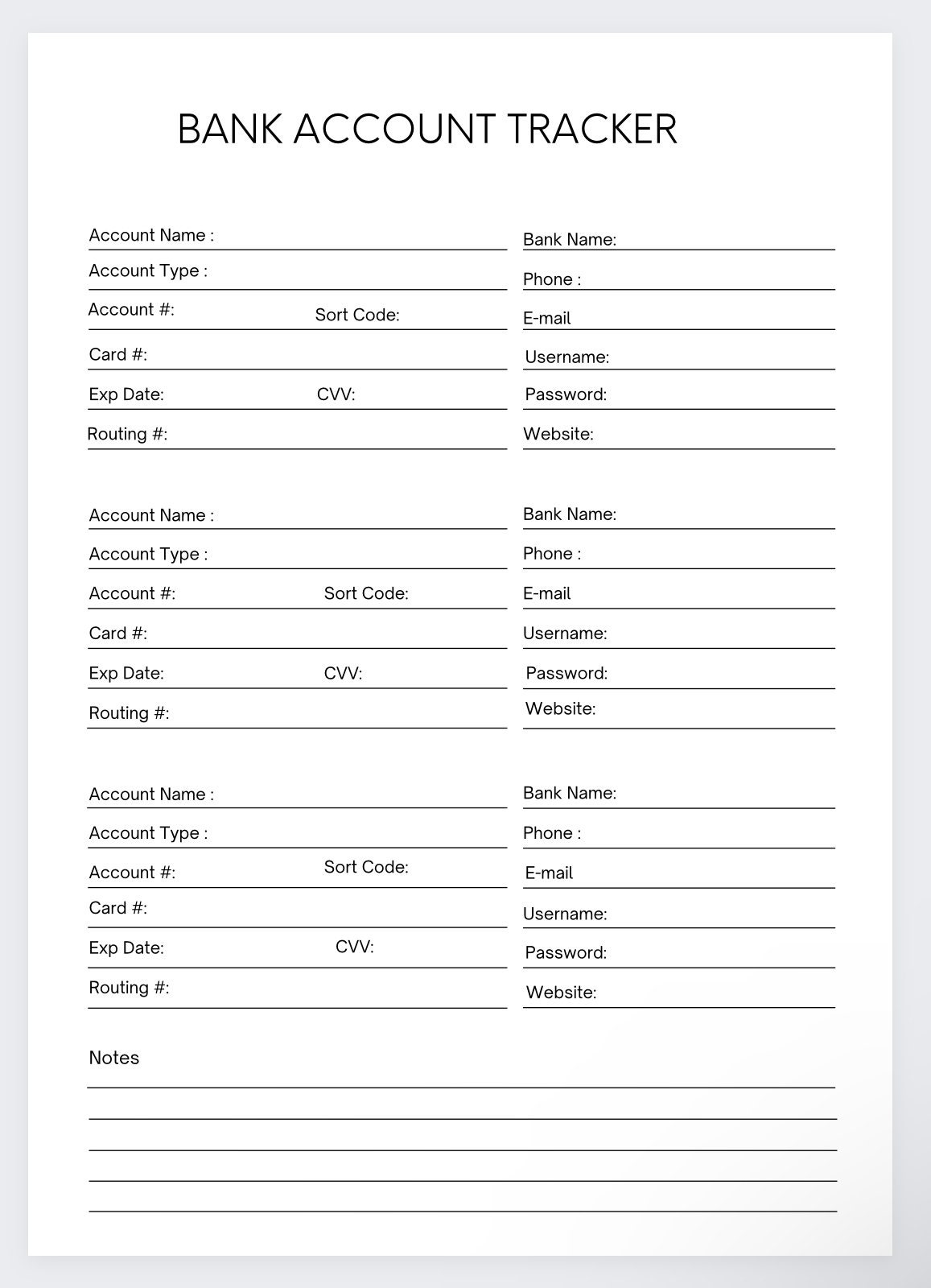 Bank Account Tracker,bank Account List,bank Account Details,finance ...