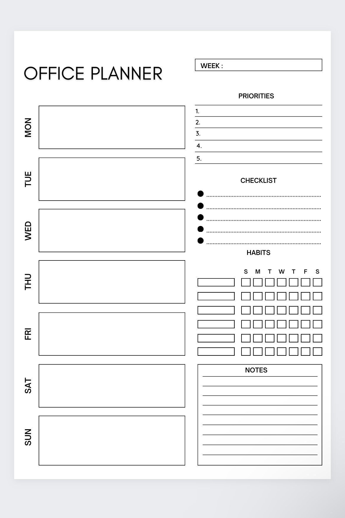 Office Planner Printable, Work Productivity Organizer, Digital Desk ...