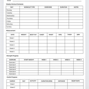 Fitness Tracker,exercise Planner,workout Journal,fitness Planner ...