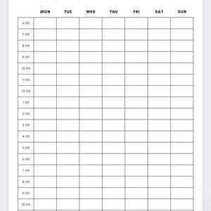 Weekly Timetable,time Blocking, Weekly Schedule,hourly Planner ...