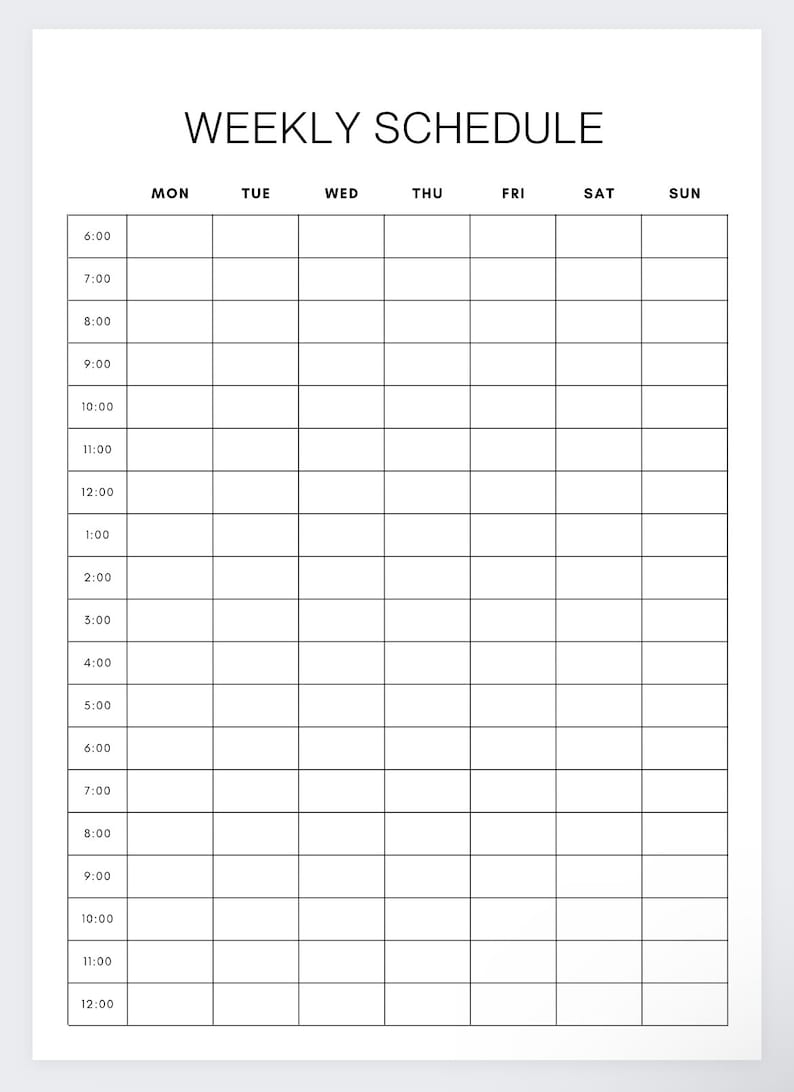 Weekly Timetable,time Blocking, Weekly Schedule,hourly Planner ...