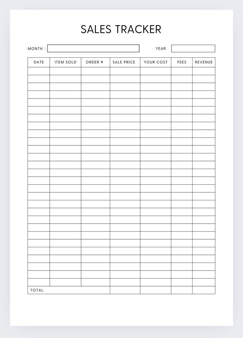 Sales Tracker, Sales Organizer,sales Tracking,sales Log,sales Planner ...