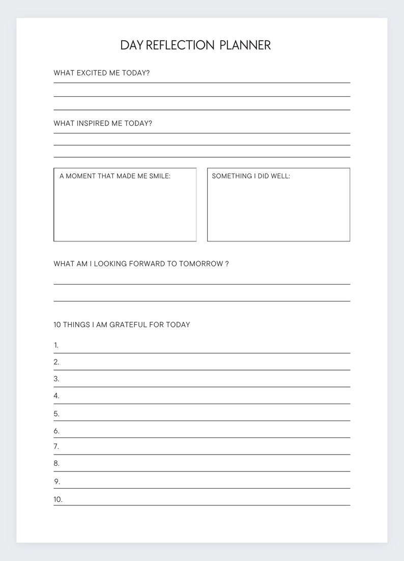 Day Reflection Planner,self-discovery Planner,reflective Journal ...