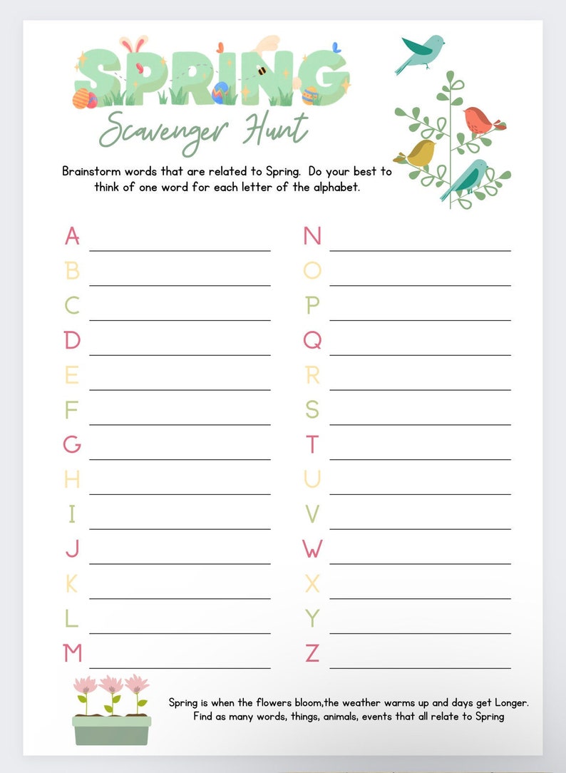 Spring Scavenger Hunt,easter Activities,spring Fun,kids Spring ...