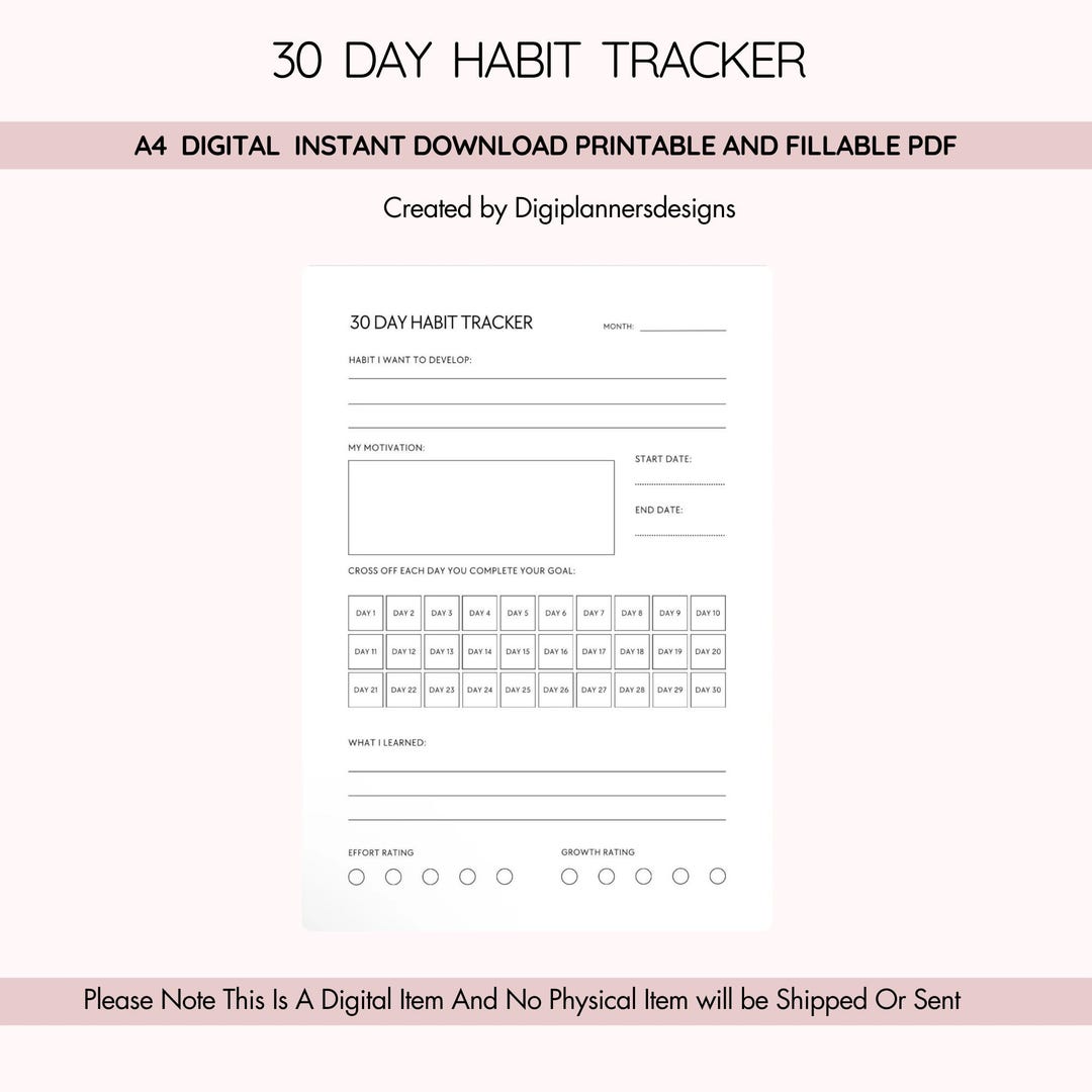 30 Day Habit Tracker,daily Habit Tracker,habit Planner, Routine Tracker ...