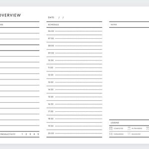 Daily Overview Planner,day at a Glance Planner,24 Hour Planner ...