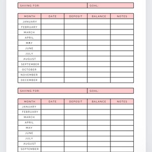 Pink Money Savings Tracker,savings Planner,financial Planner,saving ...