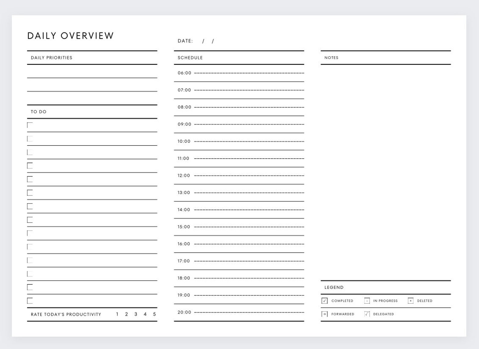 Daily Overview Planner,day at a Glance Planner,24 Hour Planner ...