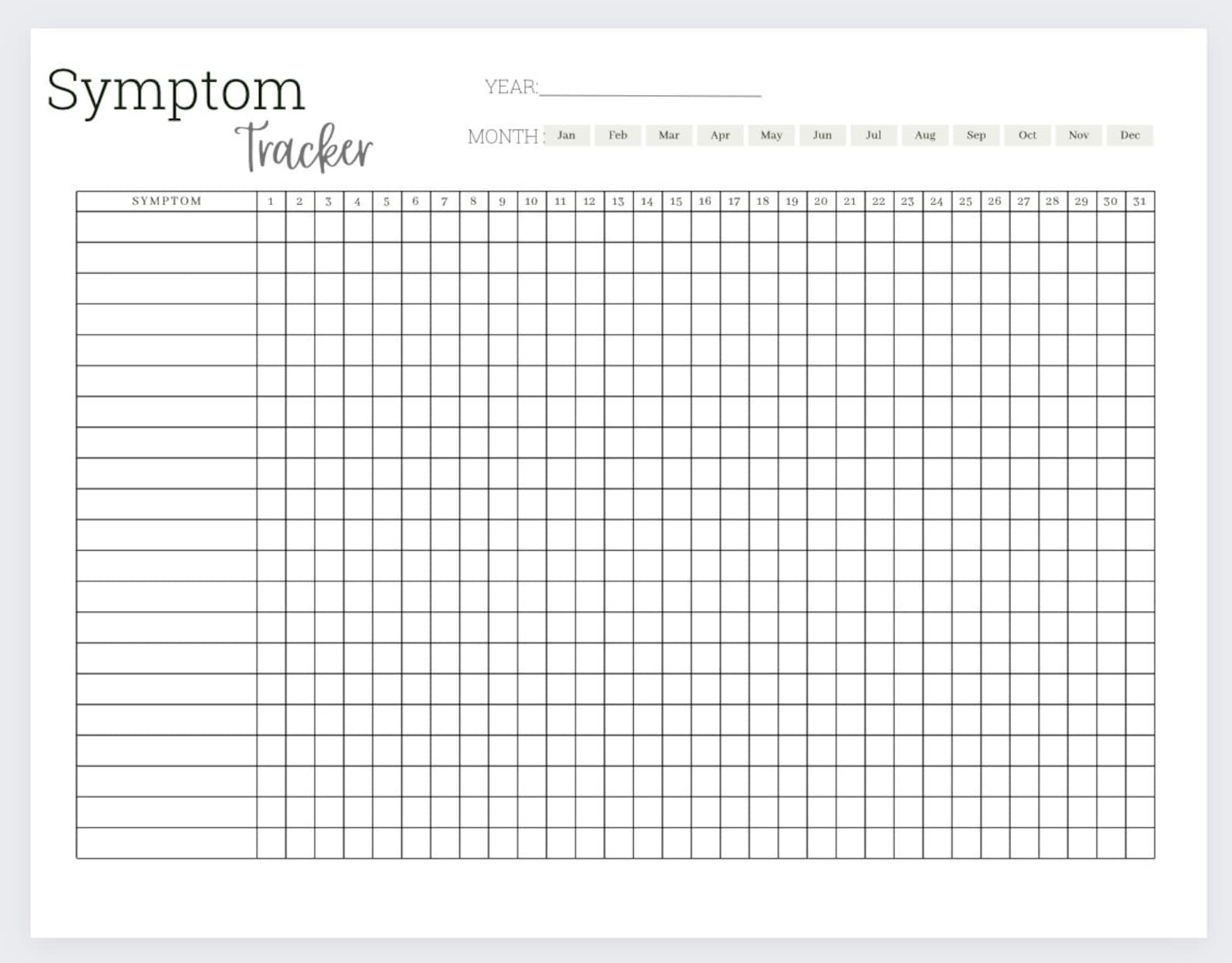 Symptom Tracker,printable Medical Planner,medical Diary,medication Log ...