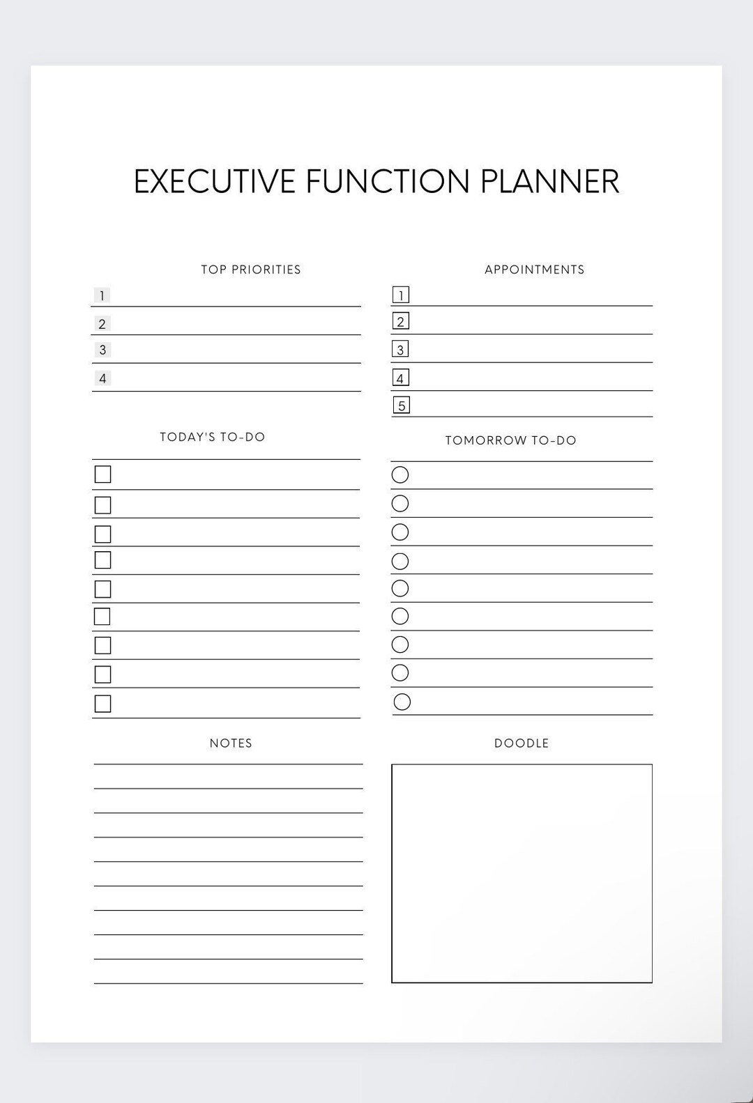 Executive Function Planner,brain Dump Printable,thought Organizer, ADHD ...