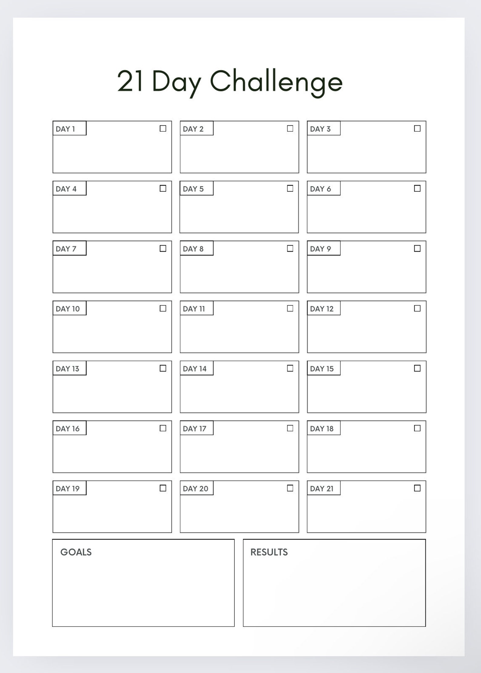 21 Day Challenge Template,three Week Challenge Template,21 Day Challenge Planner,goal Setting ...