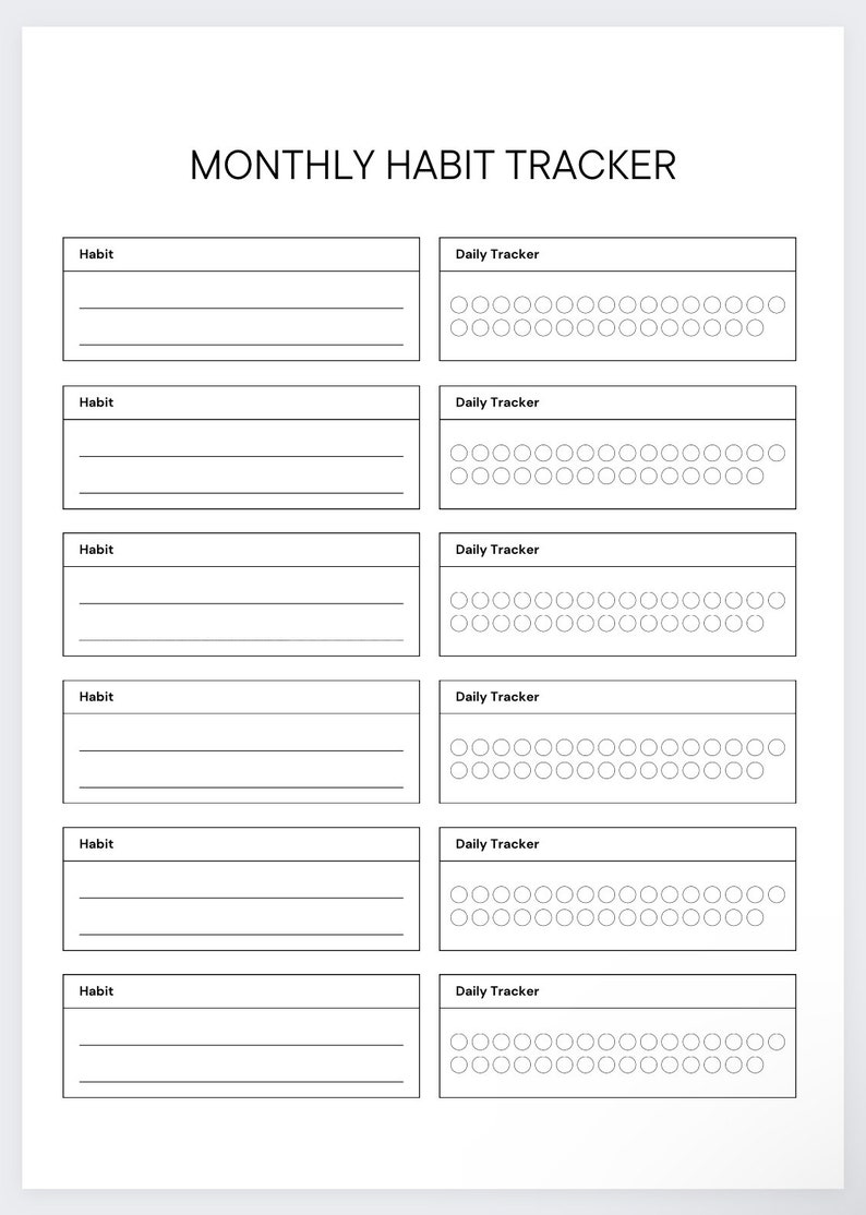 Monthly Habit Tracker,30 Day Habit Challenge,routine Tracker,weekly ...
