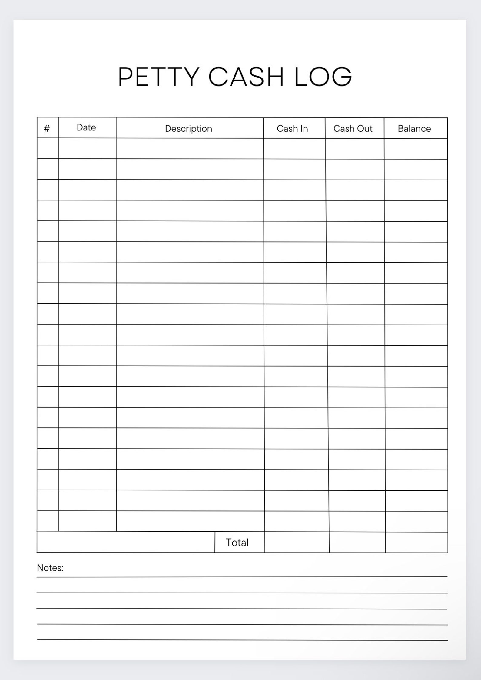Petty Cash Log Template: Cash Flow Tracker (accounting Sheet) - Etsy