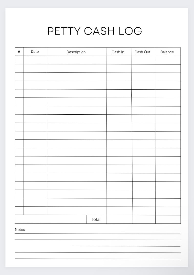 Petty Cash Log,petty Cash Template,petty Cash Tracker,petty Cash ...