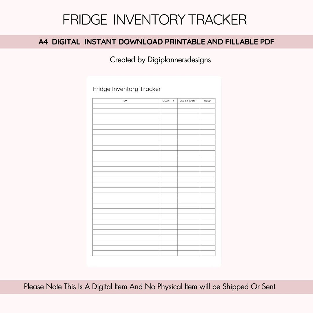 Fridge Inventory Tracker Printable,fridge Inventory Planner,food ...