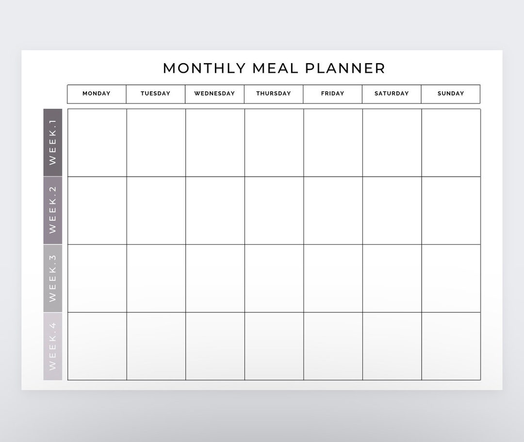 Monthly Meal Planner, Grocery List,meal Planning Template,meal Prep ... Monthly Meal Planner, Grocery List,meal Planning Template,meal Prep ...