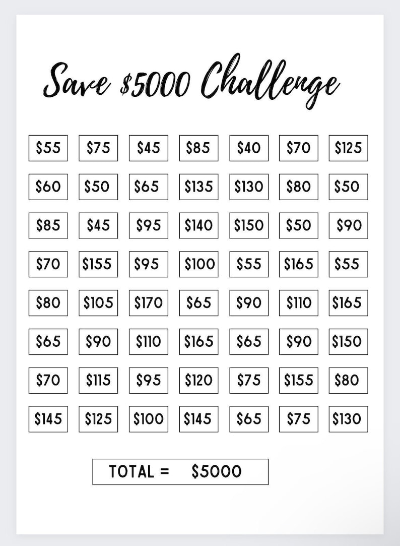 Save 5000,savings Log,save 5000 in 52 Weeks Money Challenge,52 Week ...