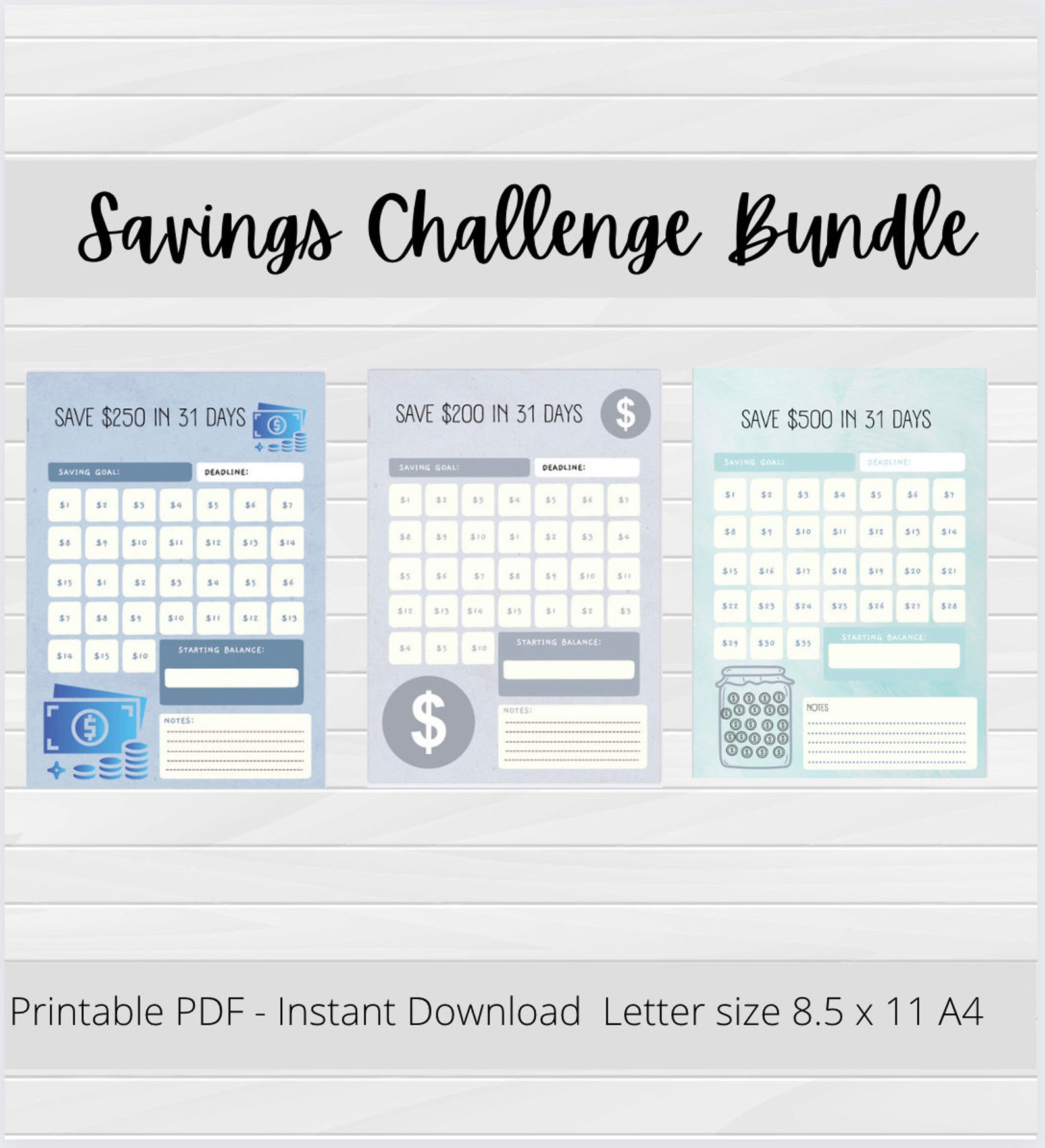 Saving Challenge,saving Challenge Bundle, Saving Fund,30 Day Tracker ...