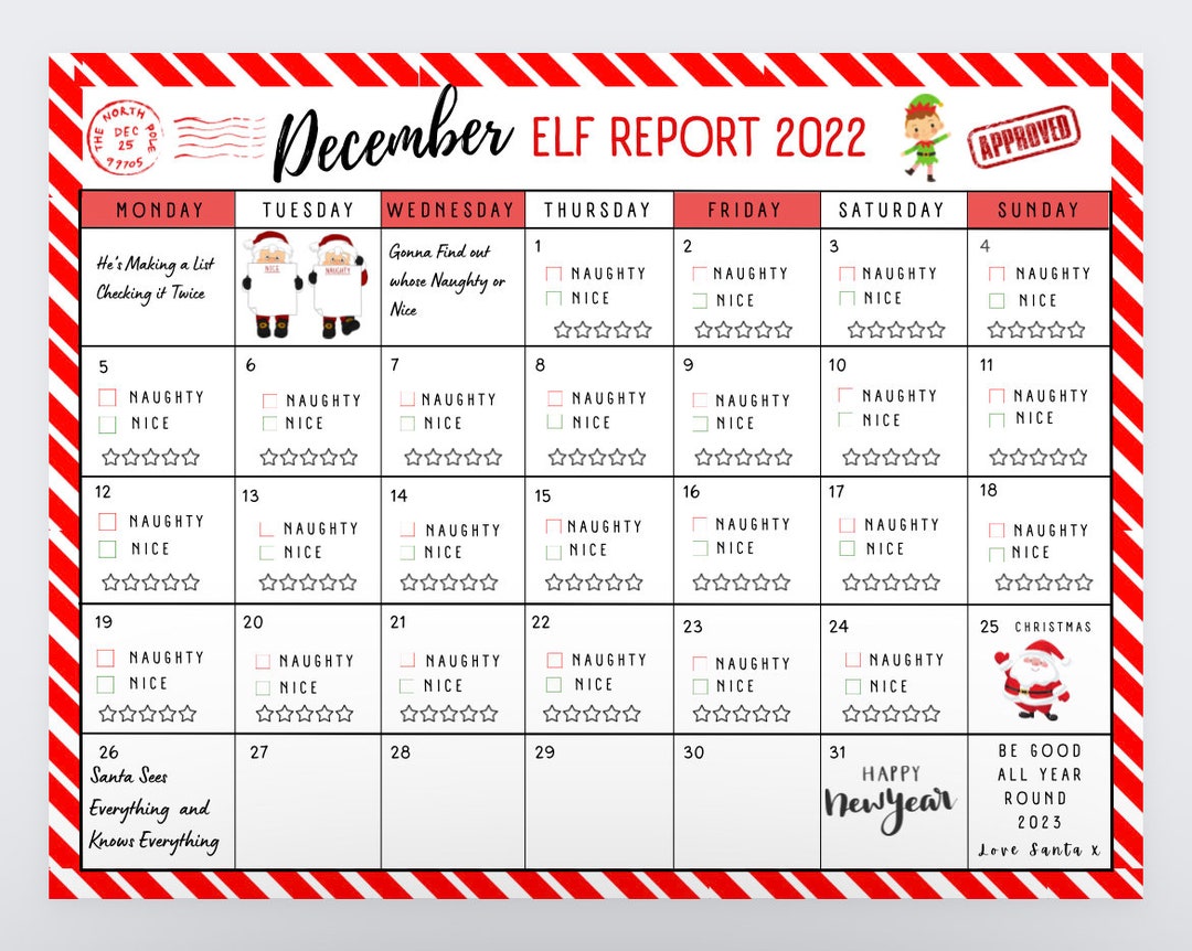 Elf Report,christmas Countdown,advent Calendar,naughty or Nice,santa ...
