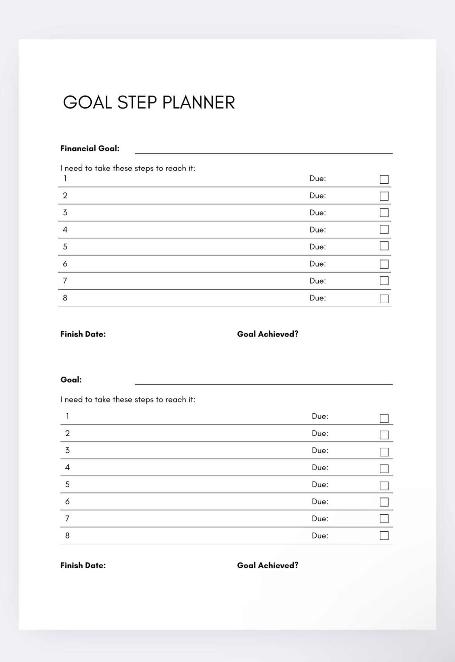 Goal Step Planner,smart Goals Tracker,productivity Planner,goal Planner ...