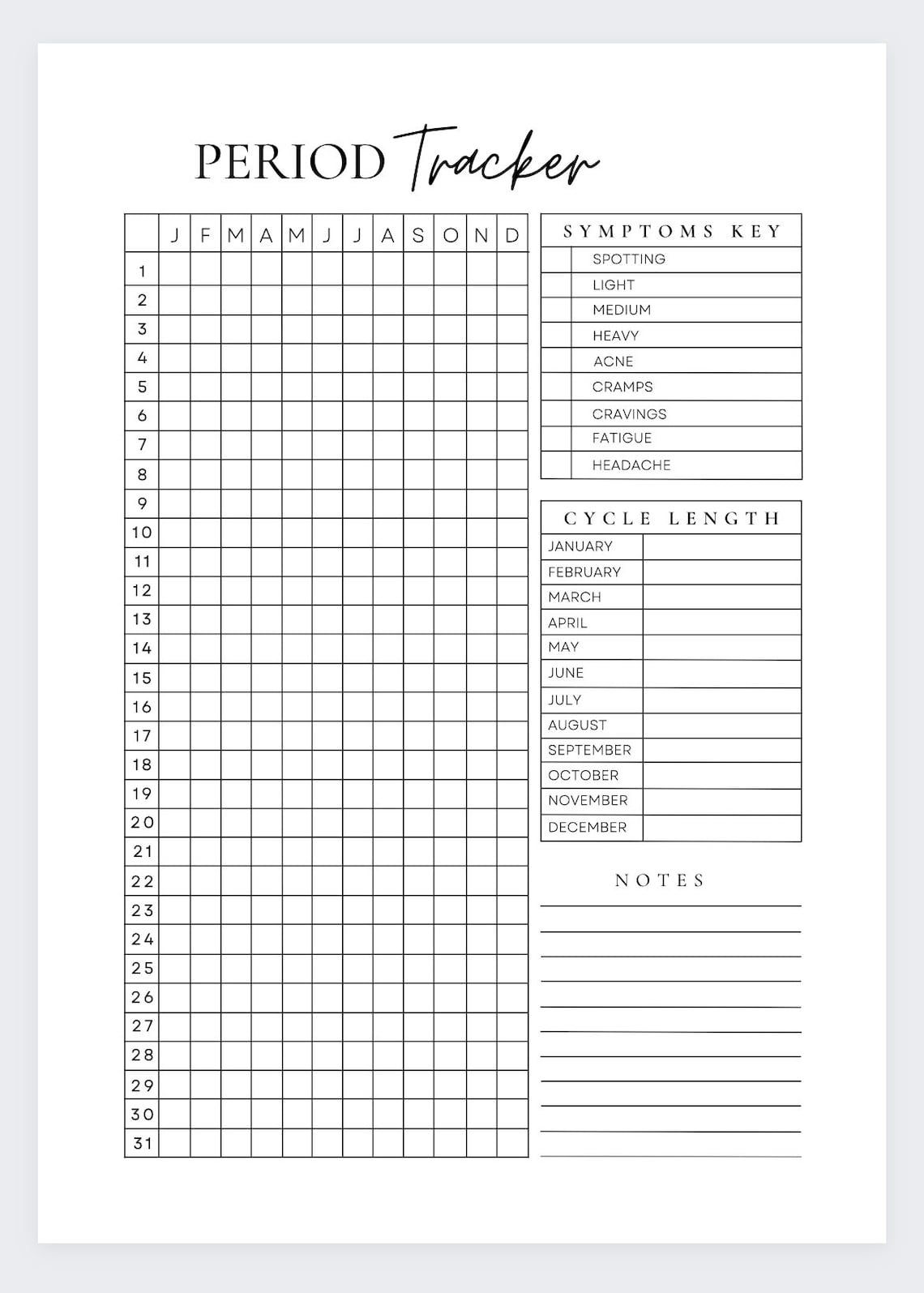 Period Tracker,a5 Printable Planner Inserts,menstrual Cycle Calendar ...