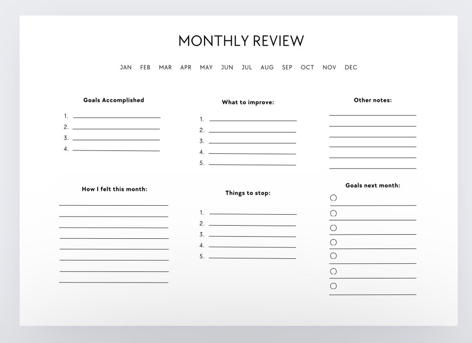 Monthly Review Planner,monthly Planner,goal Tracker,progress Tracker ...