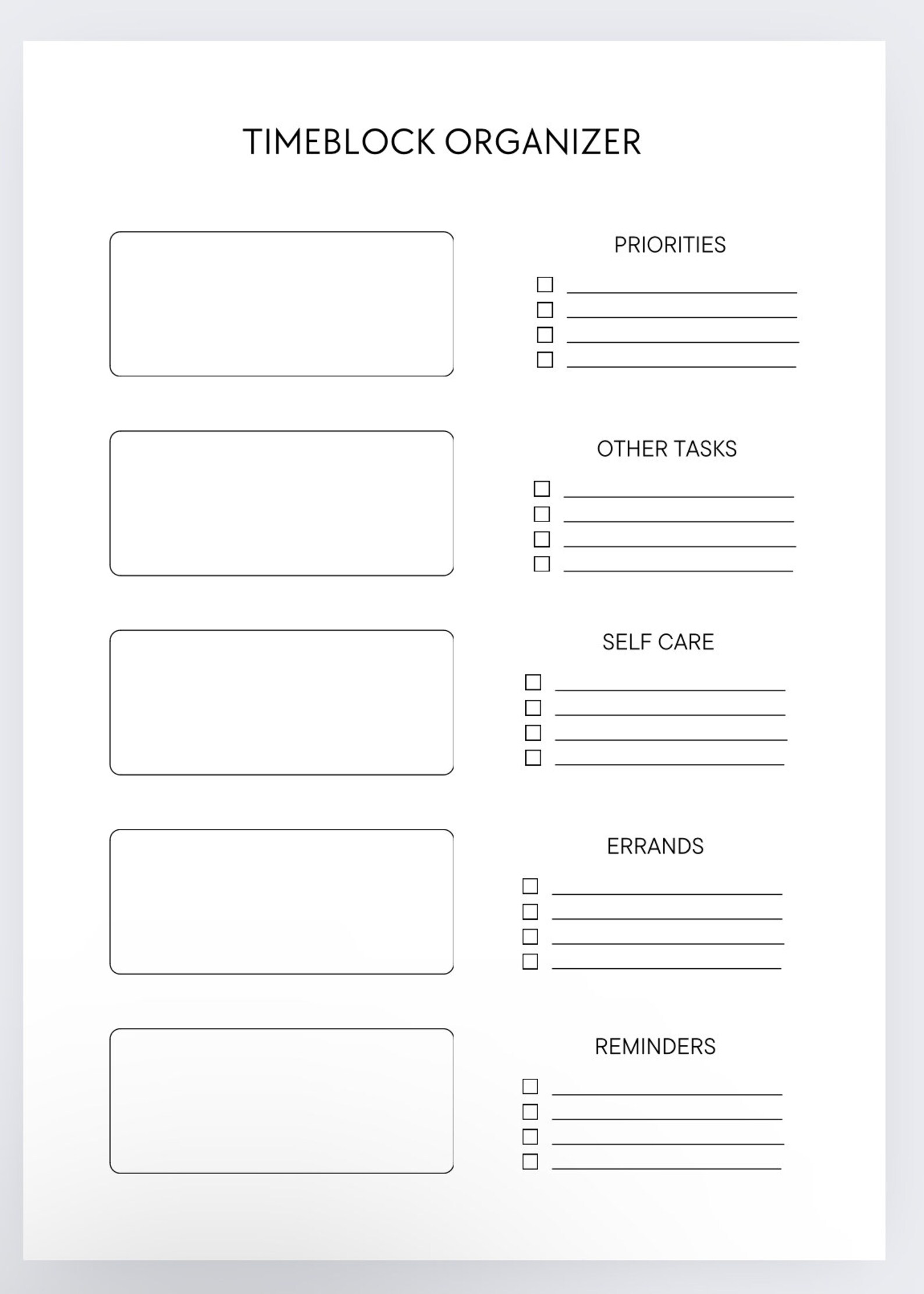Timeblock Organizer,daily Agenda,time Blocking Planner Printable,daily ...
