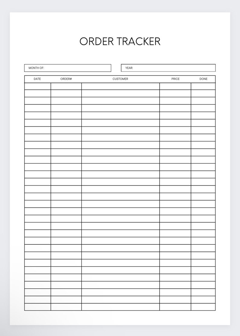 Order Tracker Form,small Business Planner,order Purchase Form,business ...