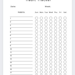 Weekly Habit Tracker Printable,habit Tracker Template,routine Tracker,7 ...