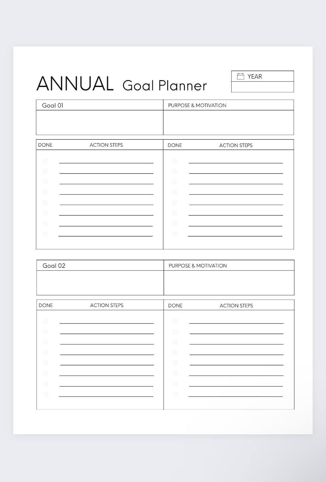 Annual Goal Planner,new Year Plans,yearly Goals Tracker,goals Planner ...