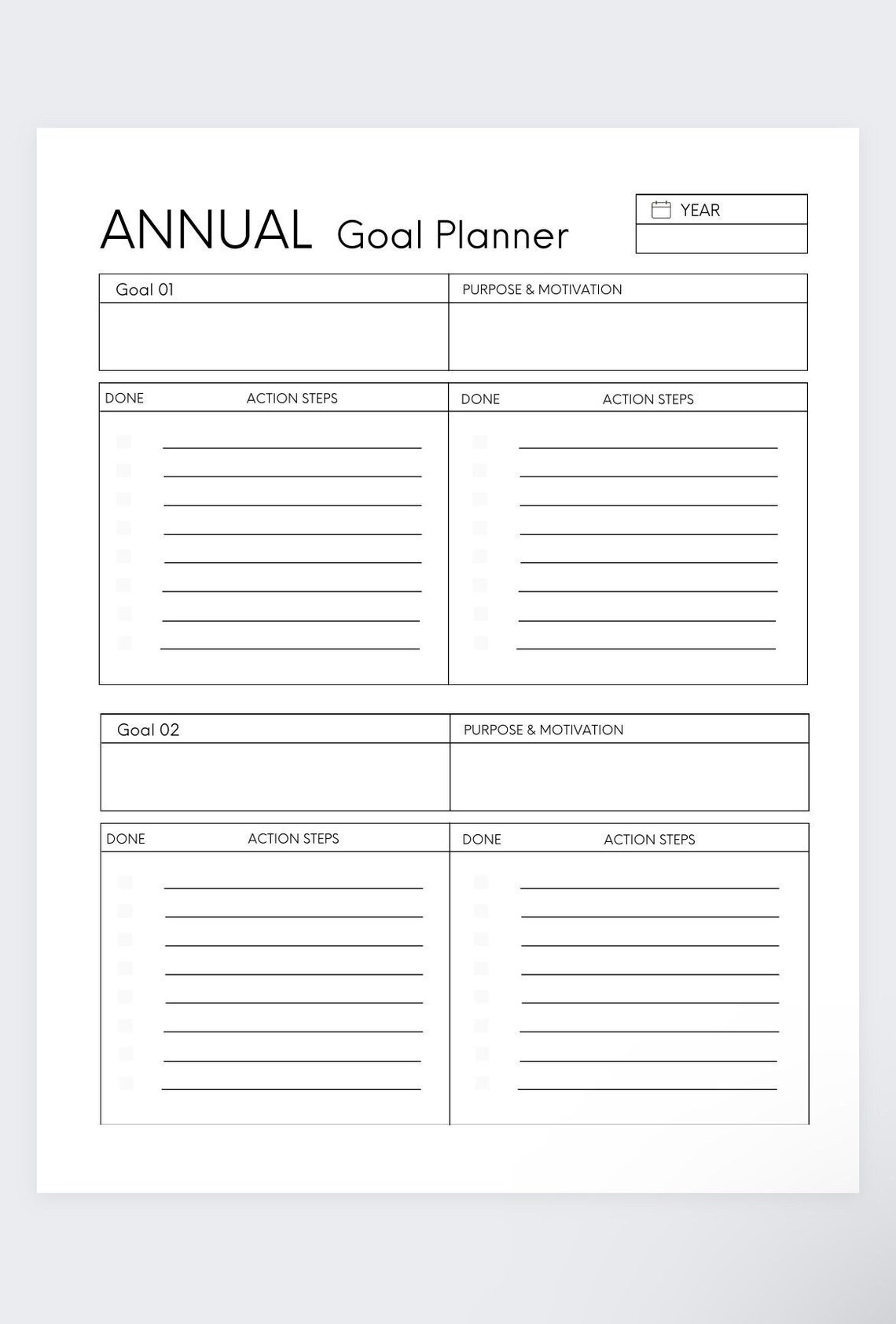 Annual Goal Planner, Goal Setting Planner, Yearly Goals Tracker ...