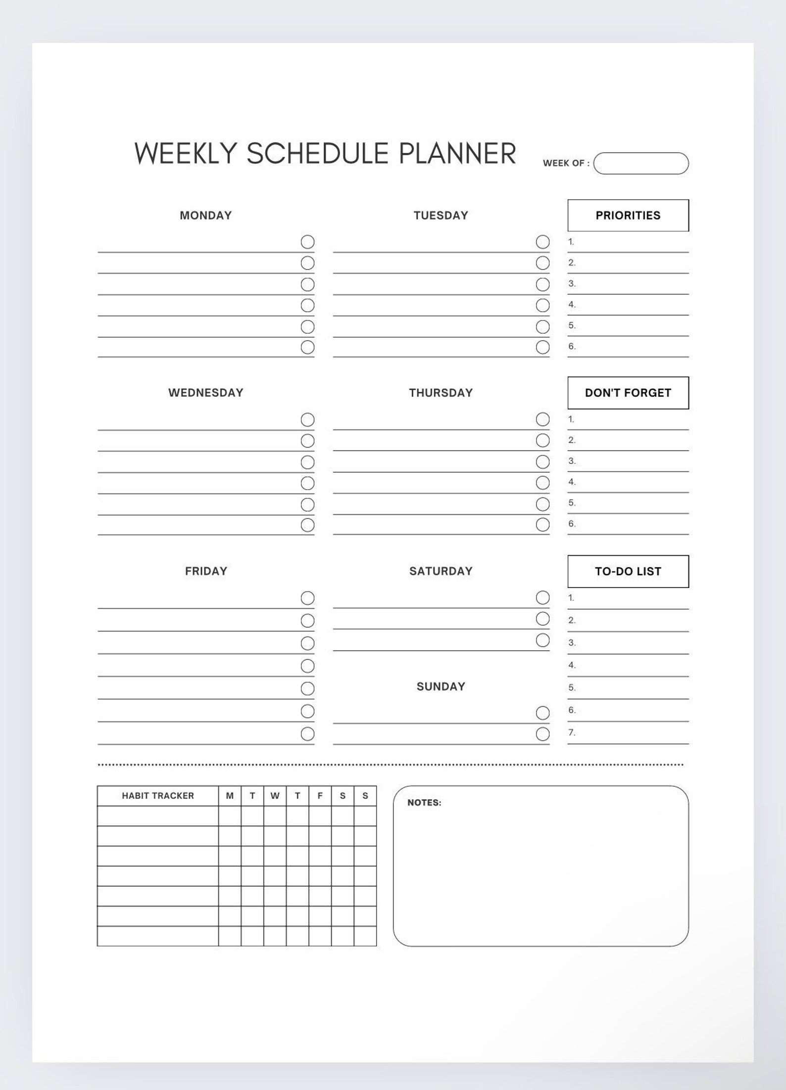 Weekly Schedule Planner,weekly Task Plans,weekly Planning Worksheet ...