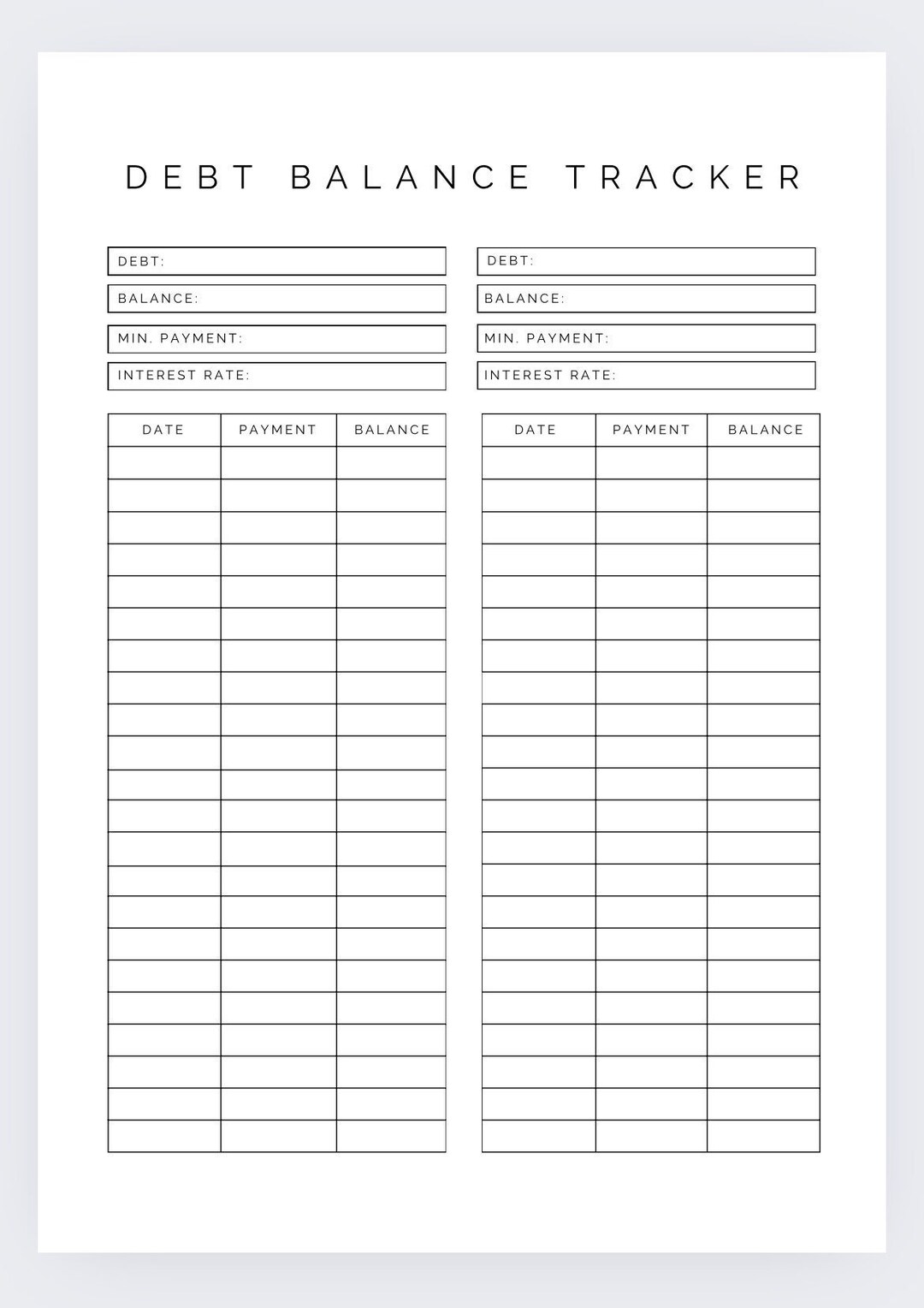 Debt Balance Tracker Printable,debt Planner,debt Snowball Tracker,debt ...
