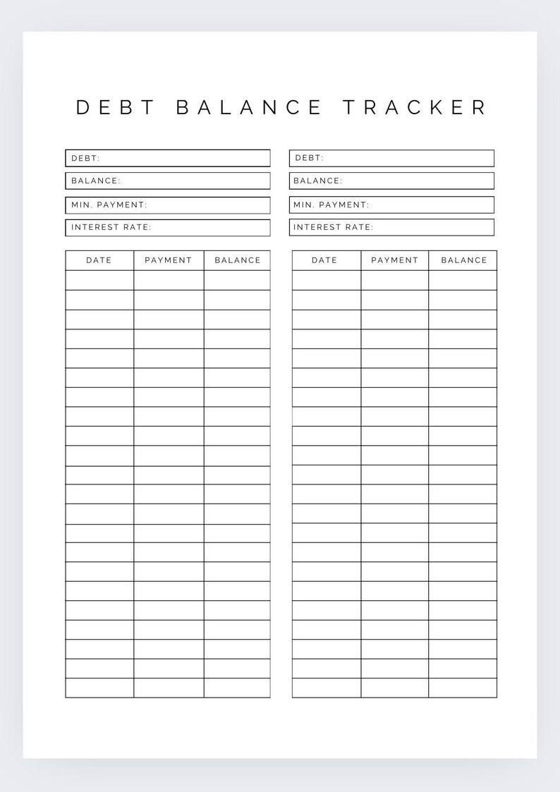 Debt Balance Tracker Printable: Debt Payoff Planner (digital Download ...