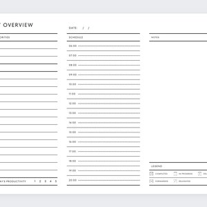 Daily Overview Planner,day at a Glance Planner,24 Hour Planner ...