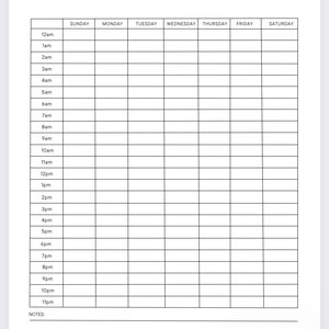 24 Hour Time Blocking,weekly Planner,weekly Schedule,hourly Schedule ...
