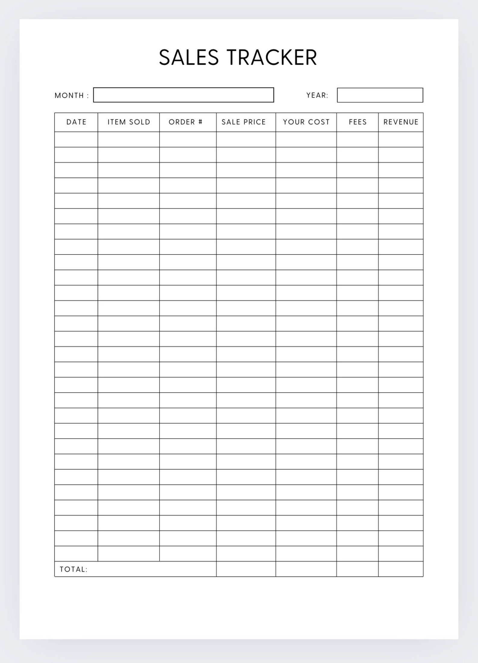 Sales Tracker, Sales Organizer,sales Tracking,sales Log,sales Planner ...