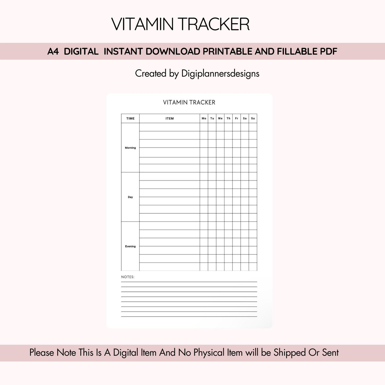 Vitamin Tracker,daily Nutrient Tracker,vitamin Tracker Printable,daily ...