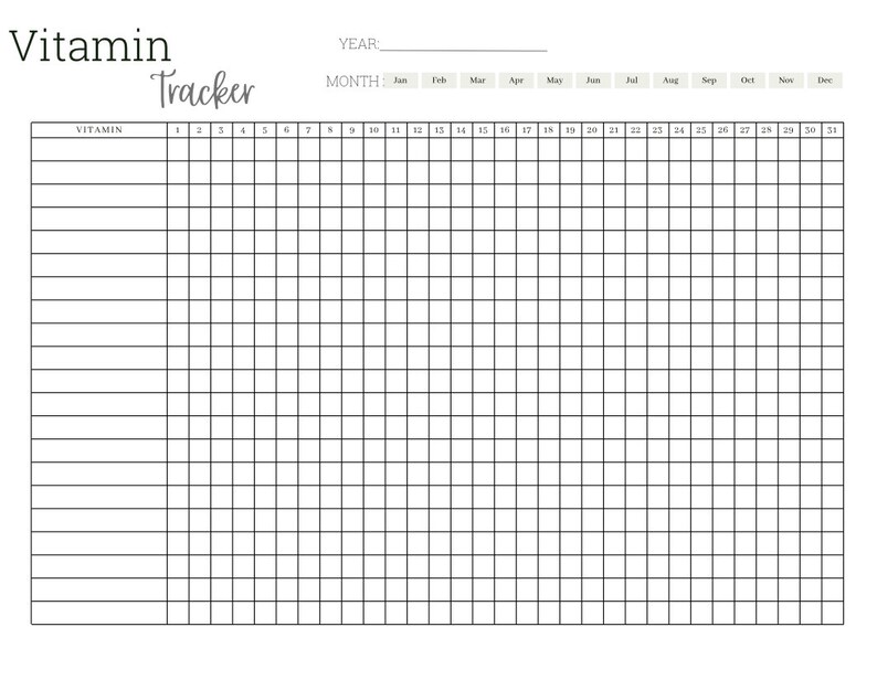 Vitamin Tracker Vitamin Organizer Vitamin List Vitamin Log - Etsy