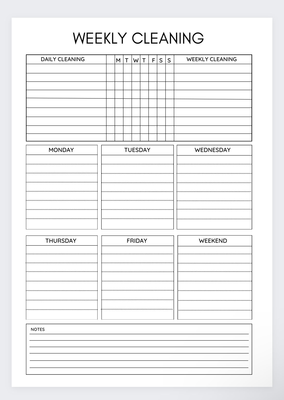 Weekly Cleaning Checklist,daily Cleaning Schedule,minimalist Cleaning ...