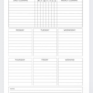 Weekly Cleaning Checklist,daily Cleaning Schedule,minimalist Cleaning ...