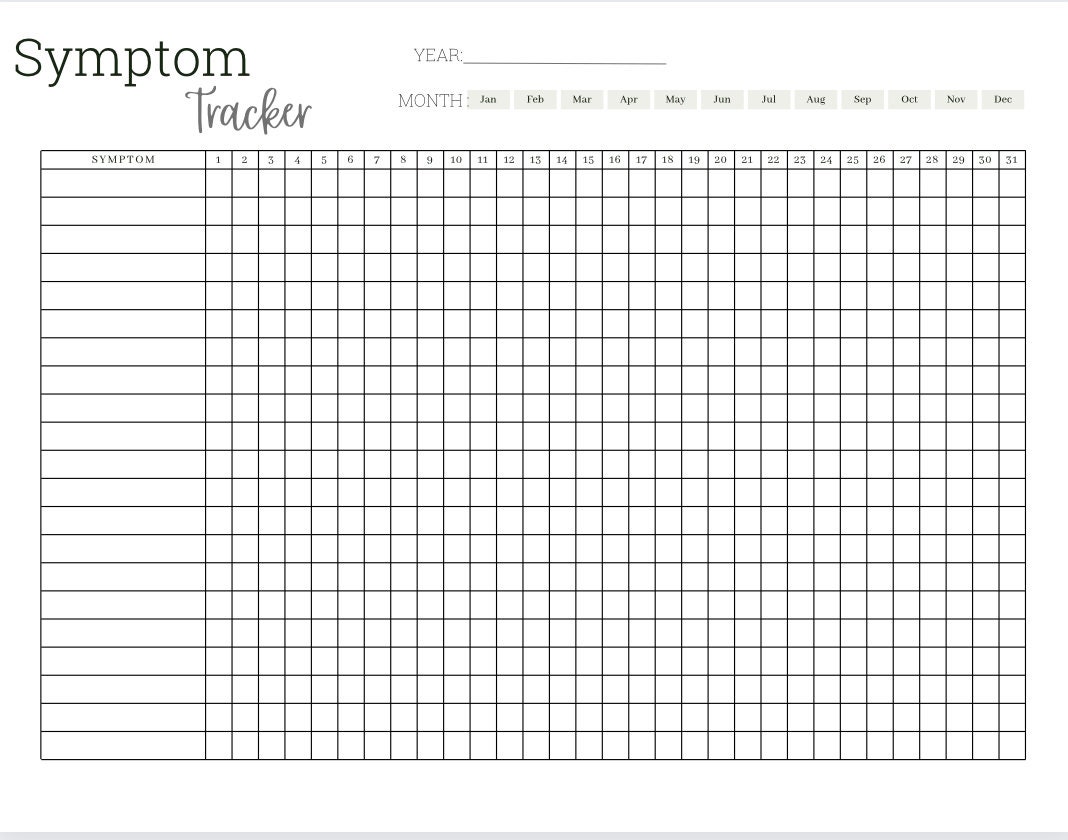 Symptom Tracker,printable Medical Planner,medical Diary,medication Log ...