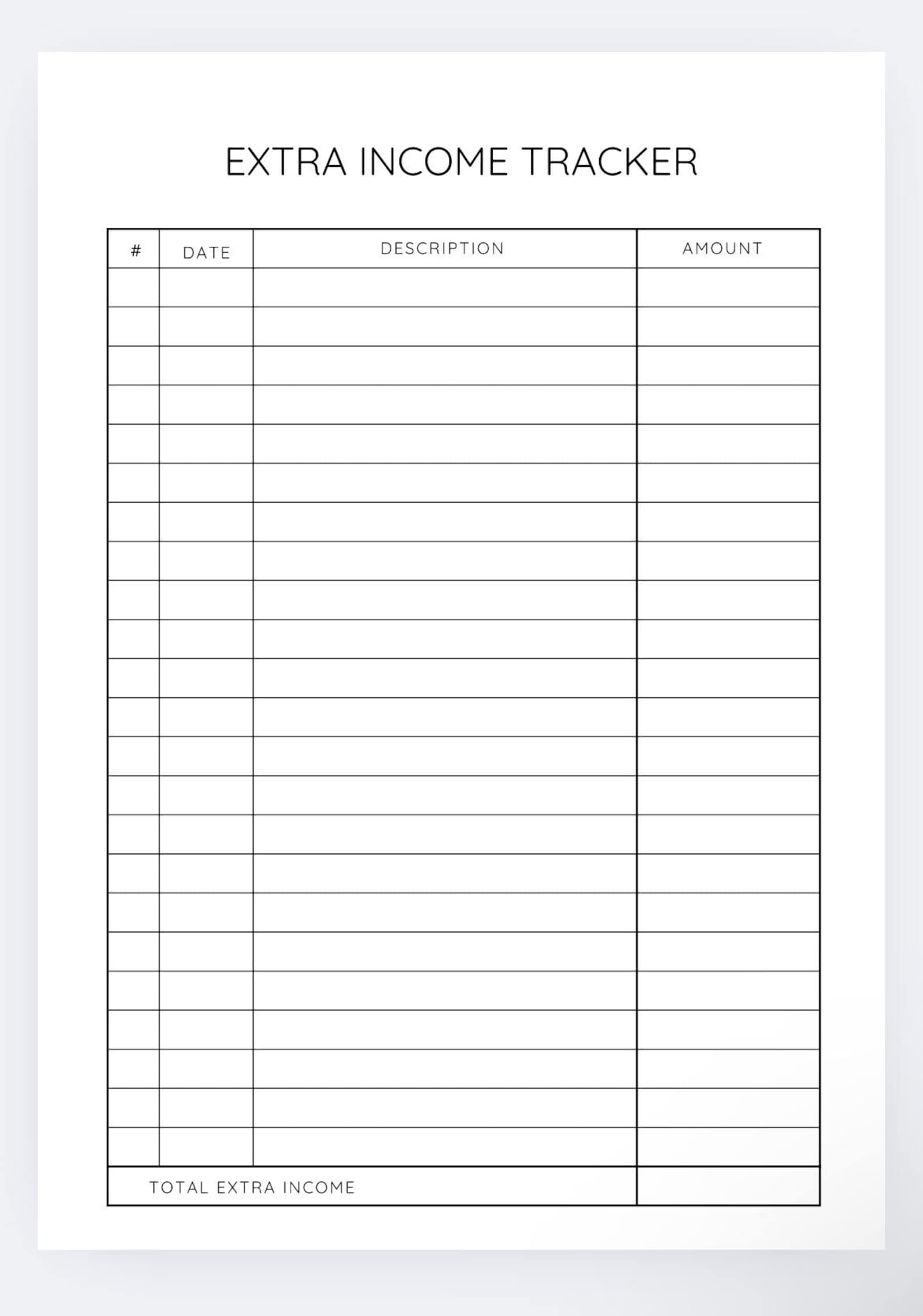 Extra Income Tracker,side Hustle Earnings Log,freelance Income Planner ...
