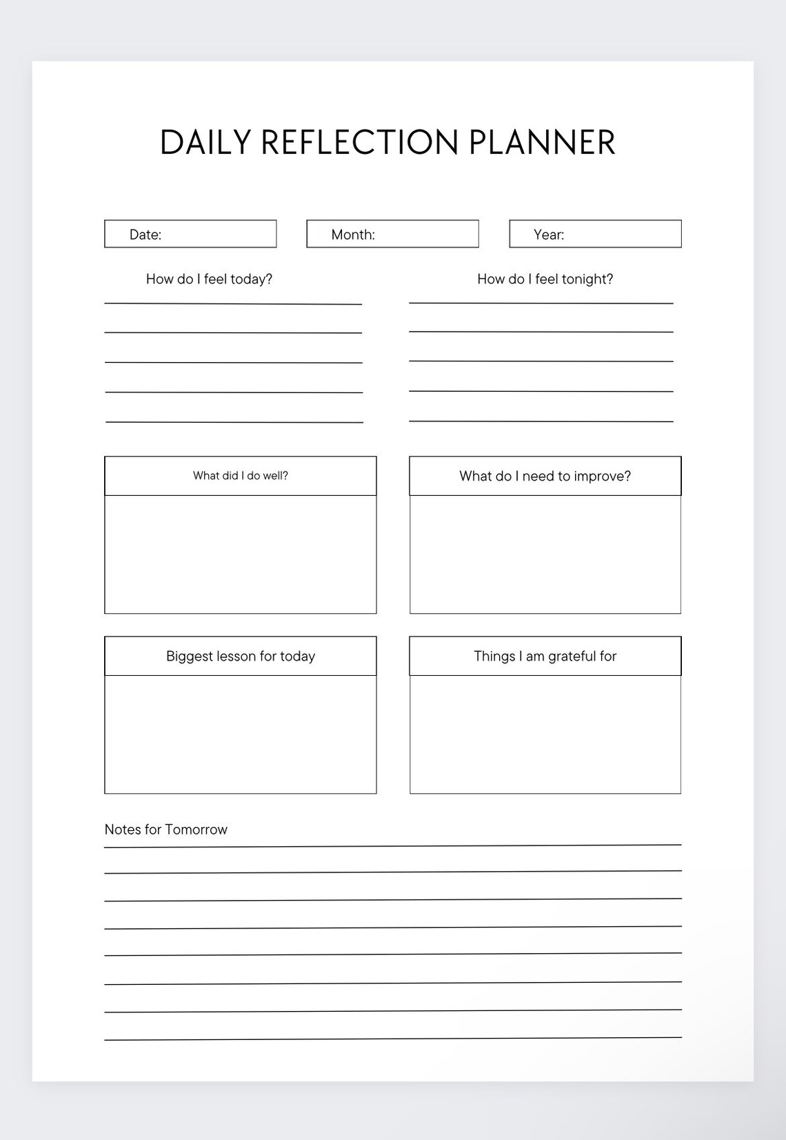 Daily Reflection Planner,reflection Planner,daily Gratitude Planner ...