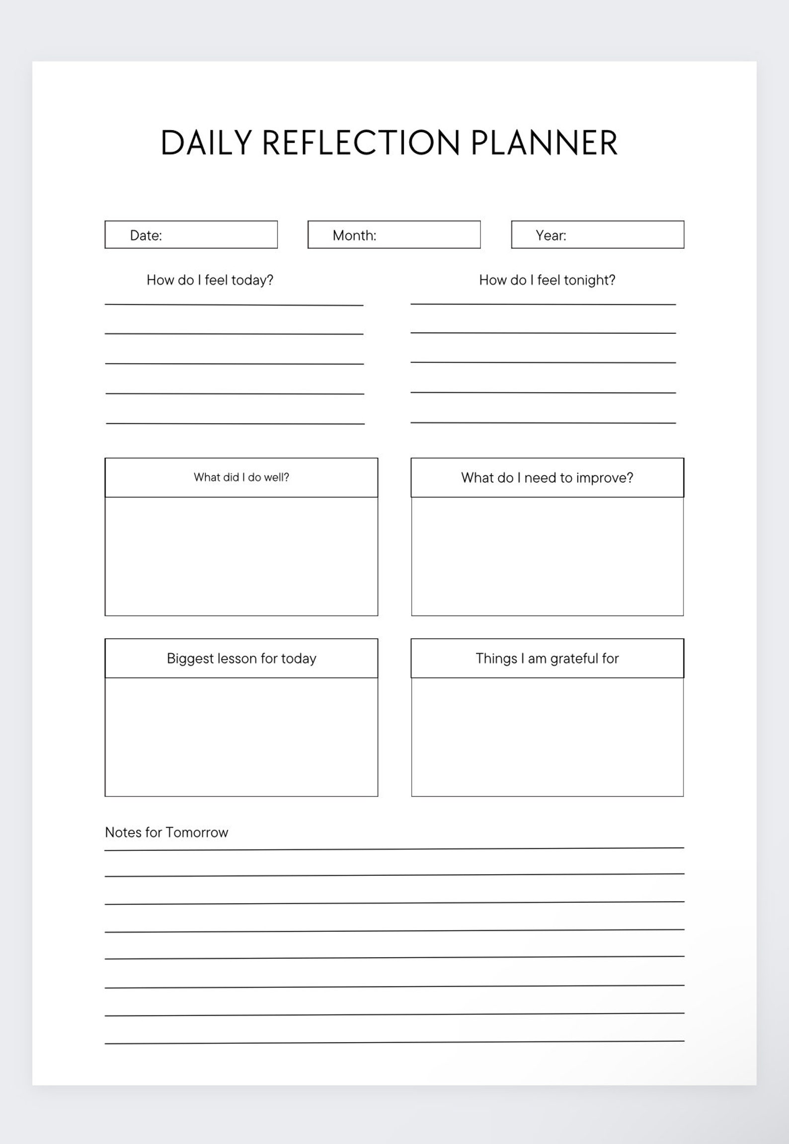 Daily Reflection Planner,reflection Planner,daily Gratitude Planner ...