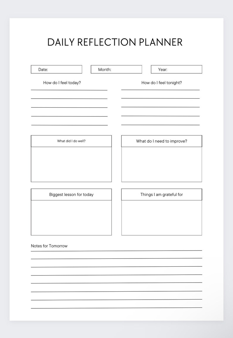 Daily Reflection Planner,reflection Planner,daily Gratitude Planner ...
