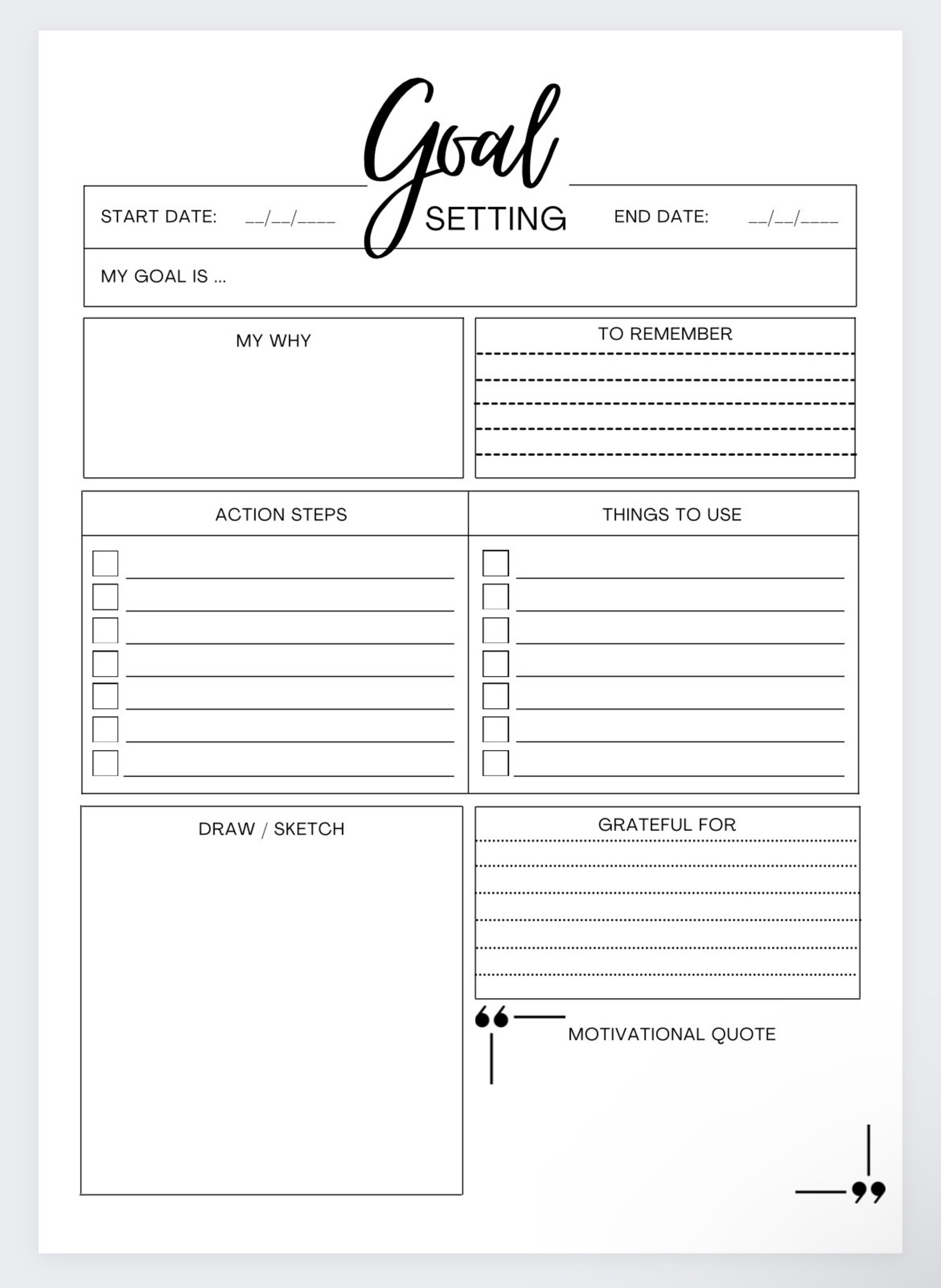 Goal Setting Template Resolutionsorganizer Pagesgoal - Etsy UK