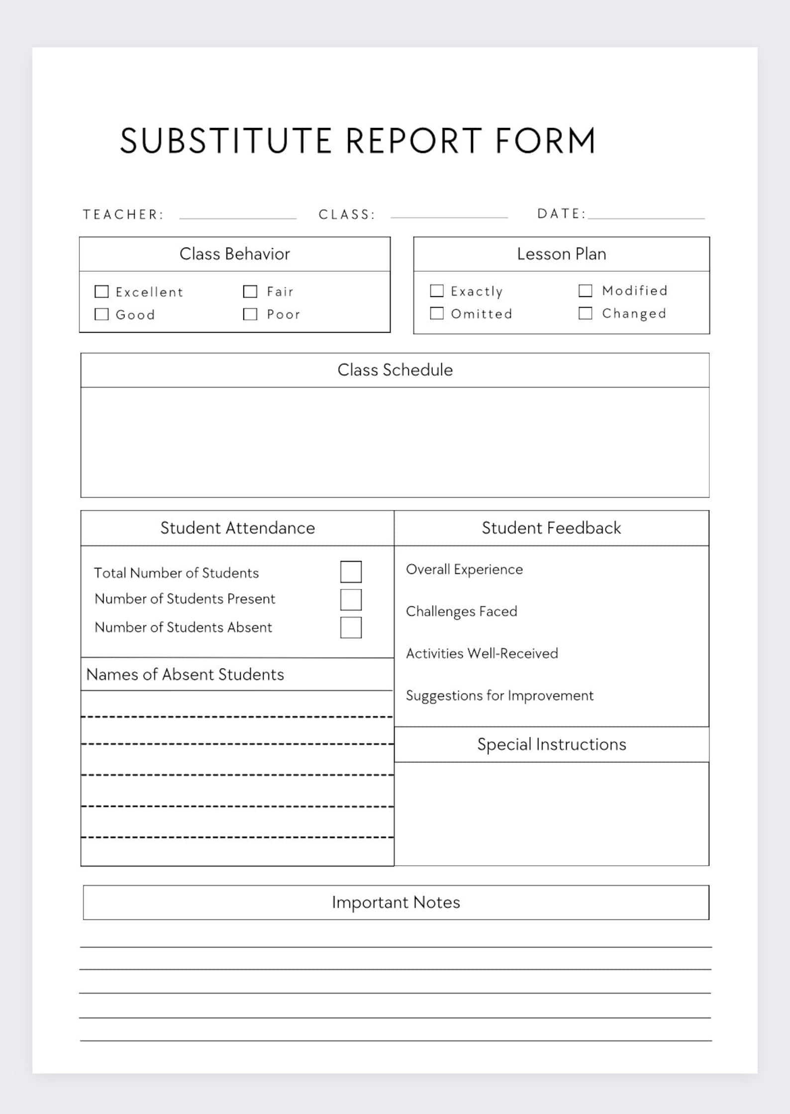 Substitute Teacher Review,substitute Teacher,lesson Review,classroom ...